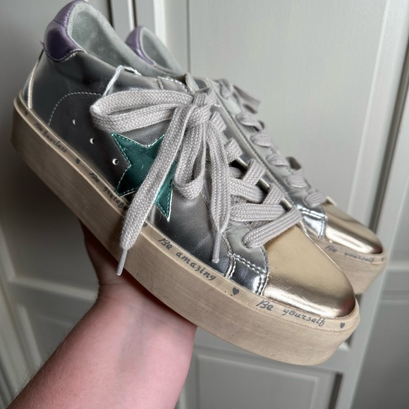 ShuShop | Shoes | Shu Shop Size 8 Metallic Silver With Blue And Purple ...